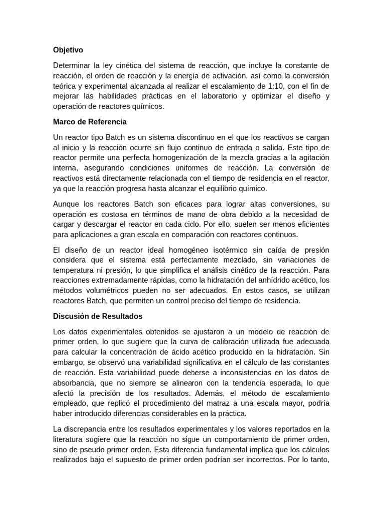 Práctica 1 - Reactores, Objetivo, Etc | PDF