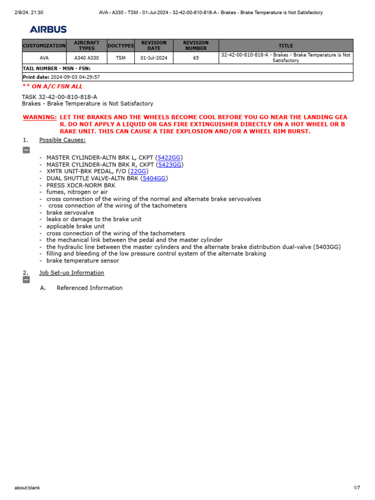 A320 Brake Temperature Issues Report | PDF | Brake | Troubleshooting