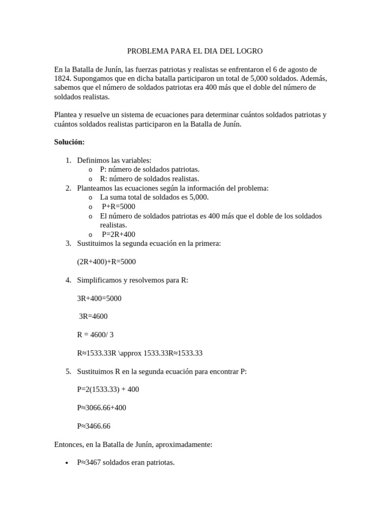 Problema Para El Dia Del Logro | PDF