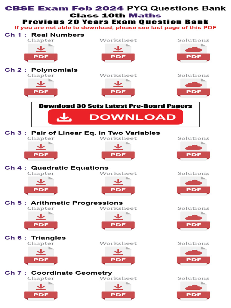 Maths 10th QB CBSE | PDF