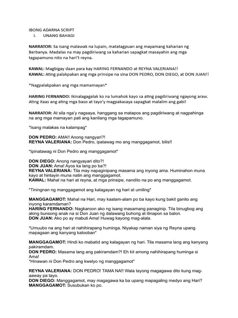 Ibong Adarna Script | PDF