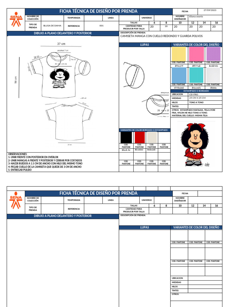 Formato Ficha Técnica de Diseño | PDF