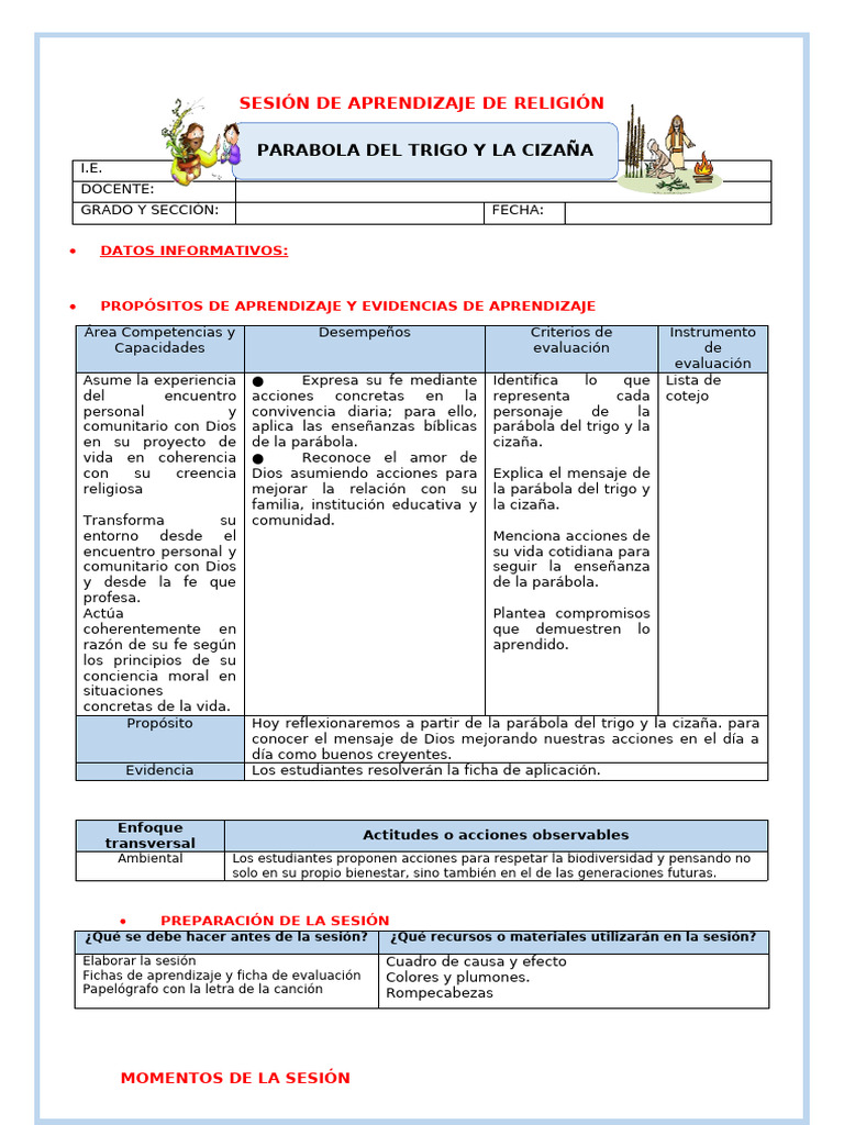 4° Ses Relig Mart 10 Parabola Trigo y Cizaña 933623393 Yessenia ...