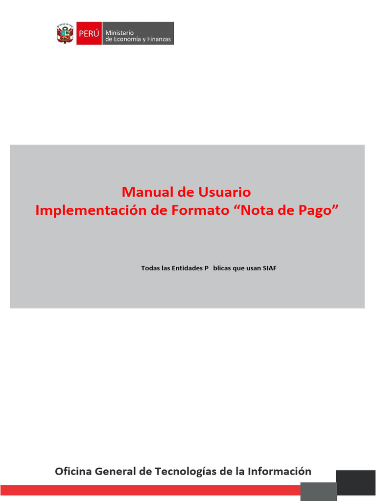 MU Implementación Formato Nota Pago | PDF