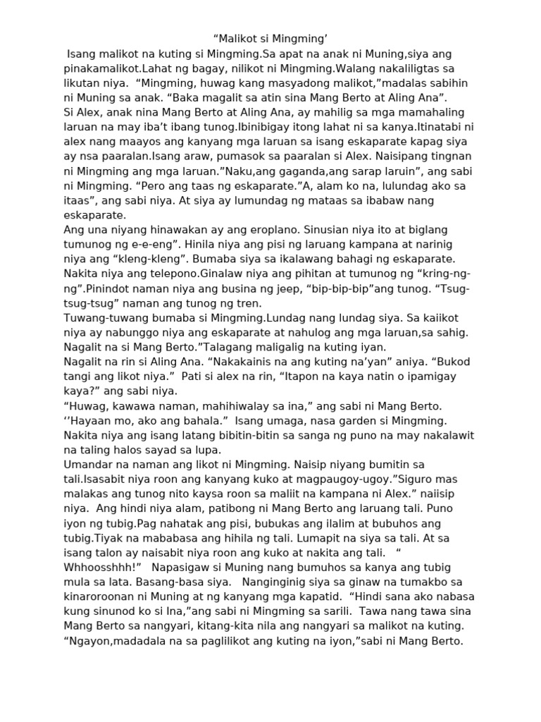 Malikot Si Mingming - KWENTO | PDF