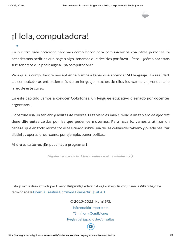 Fundamentos - Primeros Programas - ¡Hola, Computadora! - Sé Programar | PDF | Informática