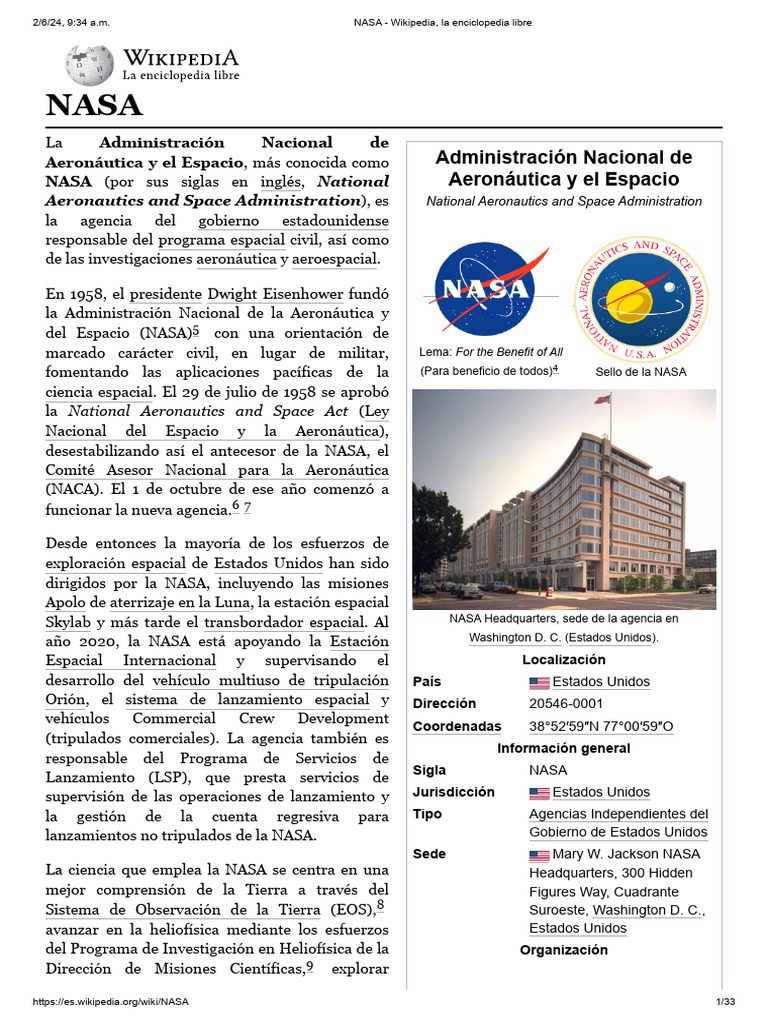 NASA - Wikipedia, la enciclopedia libre | PDF