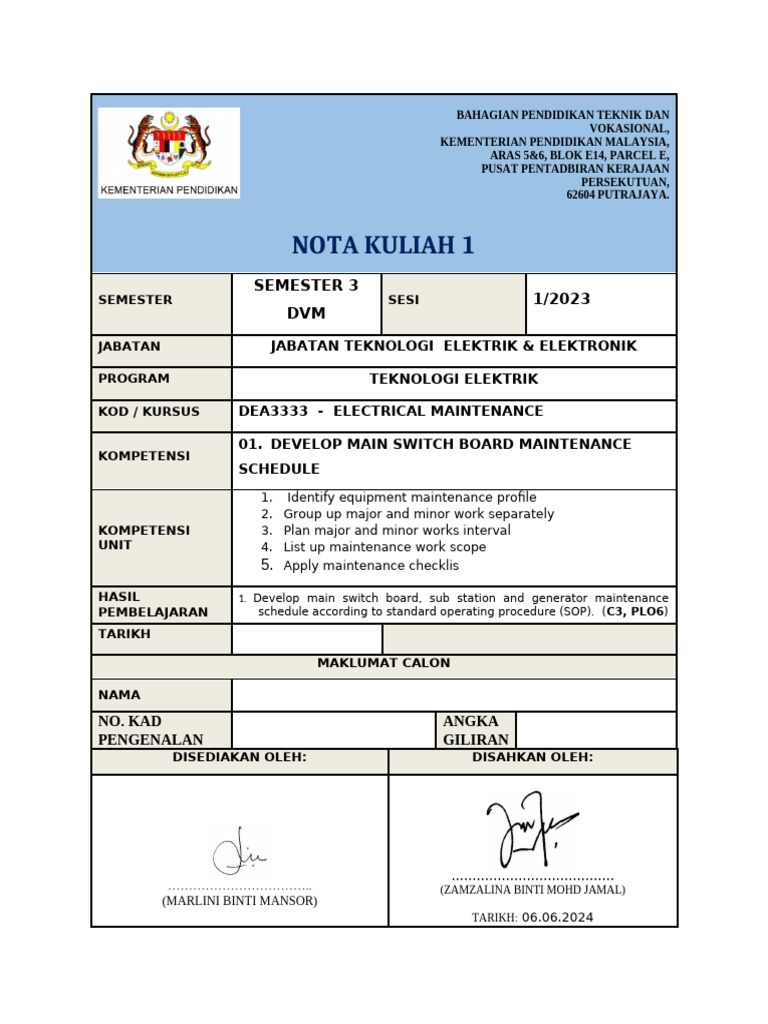 Dea 3333 K1 Nota Kuliah 1 | PDF