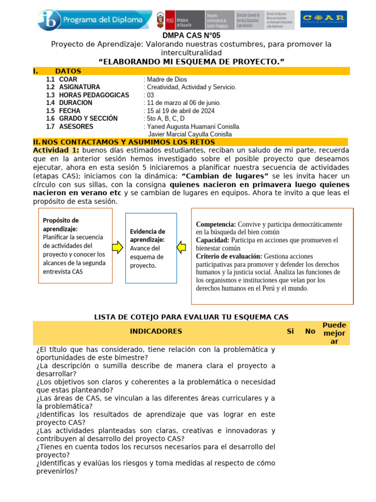 DMPA N°5 - 5to - CAS - I TRIM | PDF