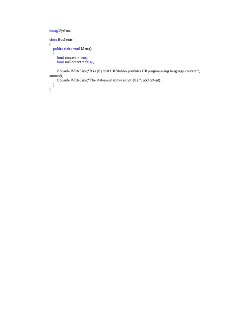 Using Class Public Static Void Bool True Bool False | PDF