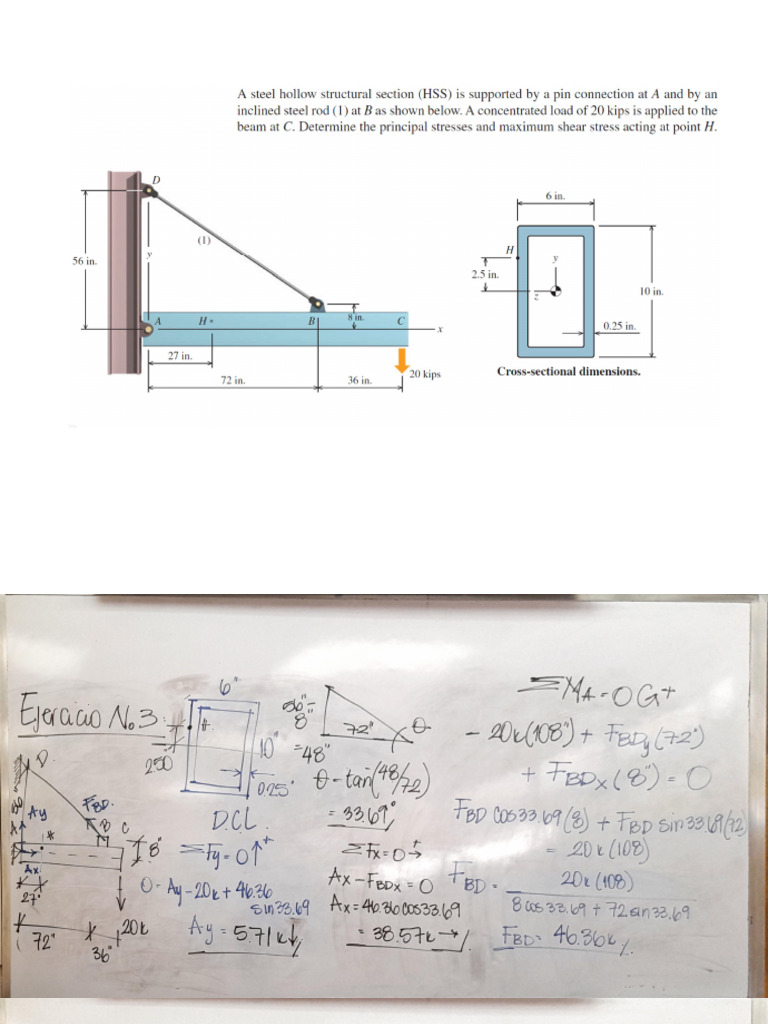 Ejercicio Resuelto - Combinación de Esfuerzos y Círculo de Mohr | PDF