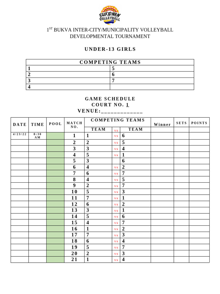 Bukva Game Schedule | PDF