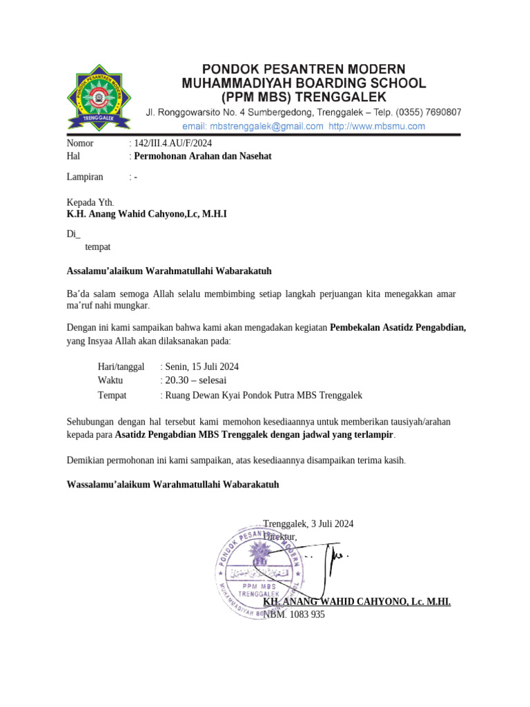 Pak Anang Diklat Pengabdian MBS Trenggalek 2024 | PDF Pak Anang Diklat Pengabdian MBS Trenggalek 2024 | PDF
