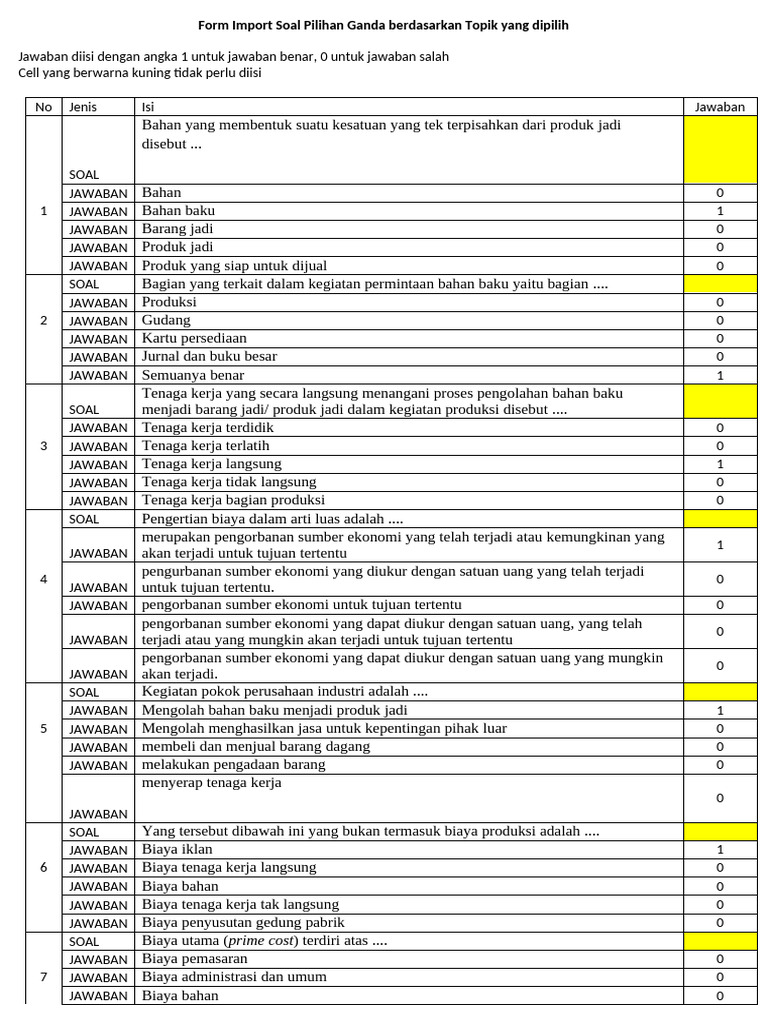 Form Soal Ganda | PDF
