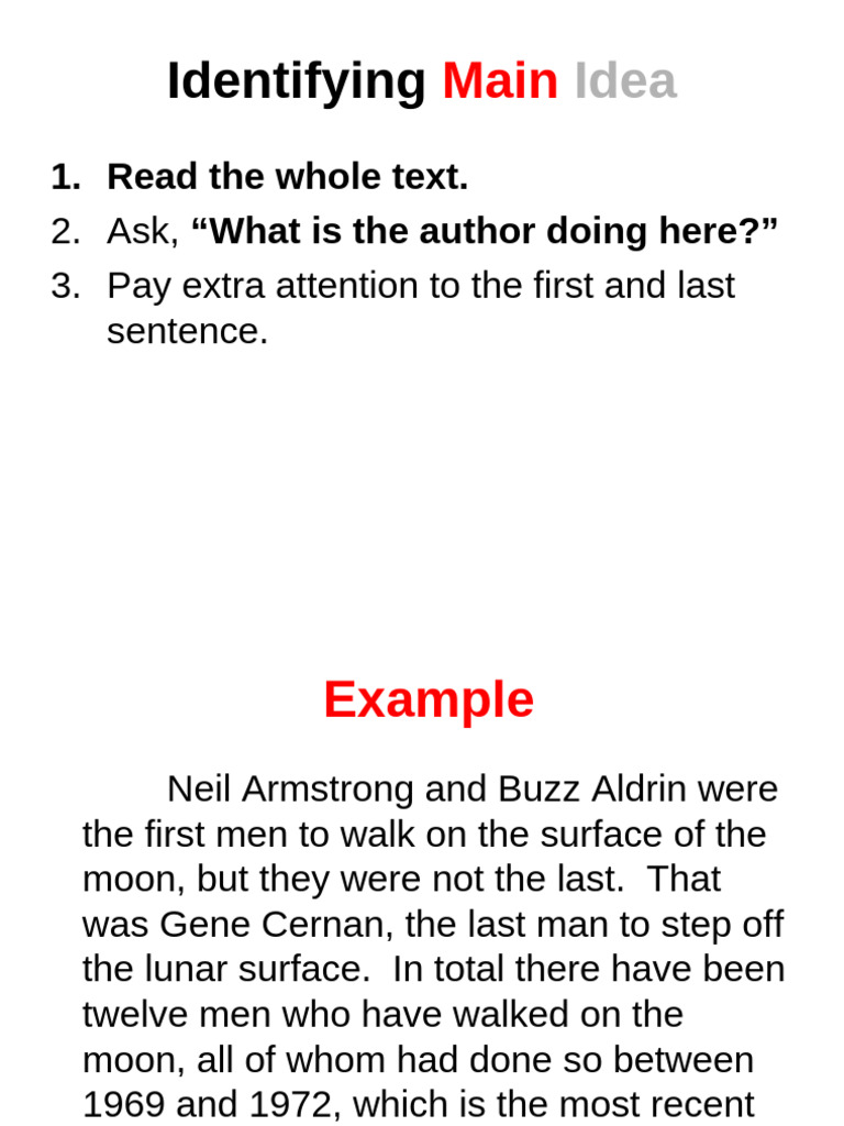 Main Idea Lesson | PDF