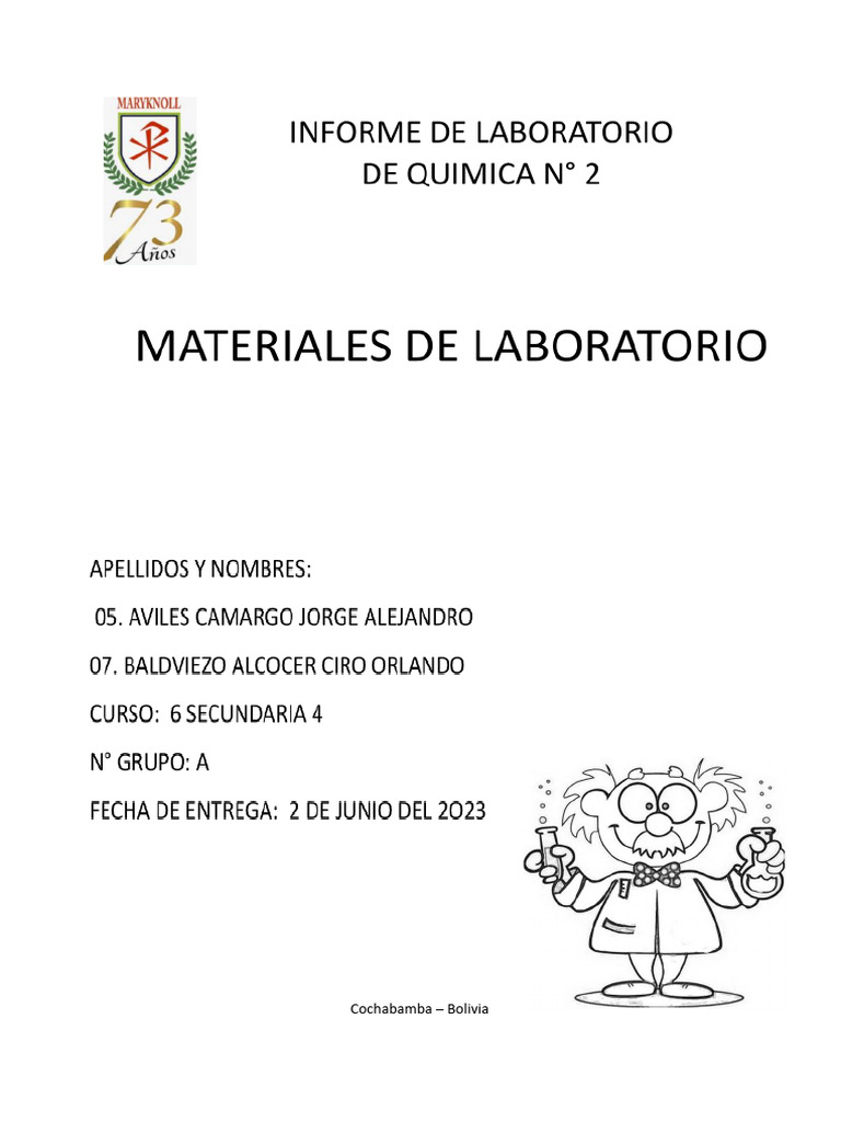 Formato de Caratula de Informe Laboratorio Quimica | PDF