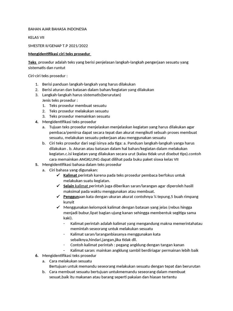 Bahan Ajar Bahasa Indonesia | PDF