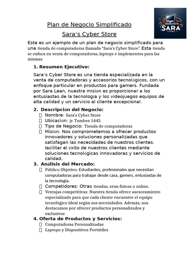 Plan de Negocio Simplificado - Nxyi7wbhjc8f | PDF