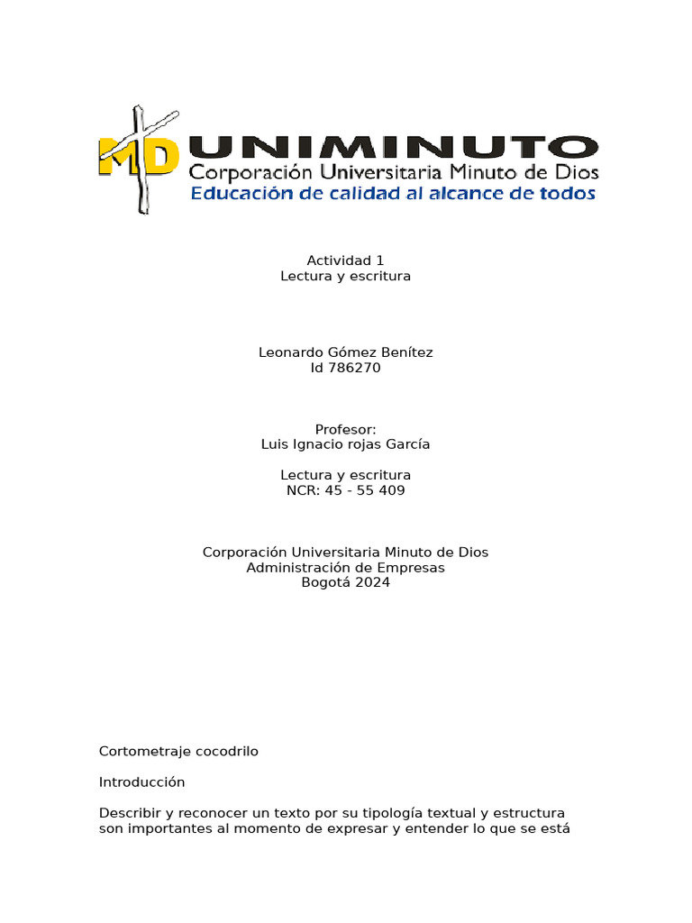 Actividad 1lectura y Escritura | PDF
