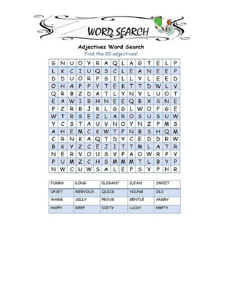 Word Search Adjectives | PDF