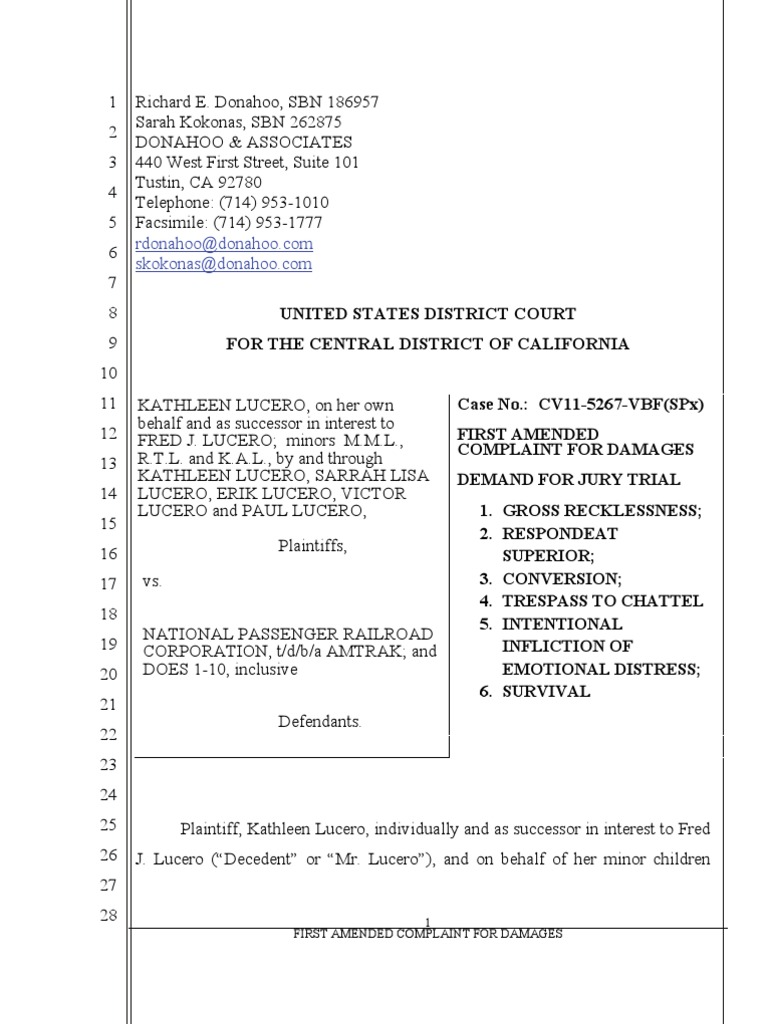 Lucero v. Amtrak | PDF | Conversion (Law) | Lawsuit