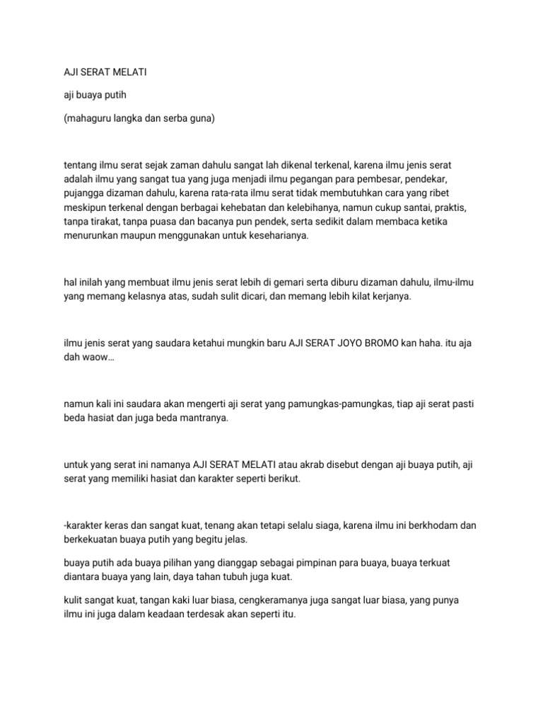 Keilmuan Aji Serat Melati | PDF