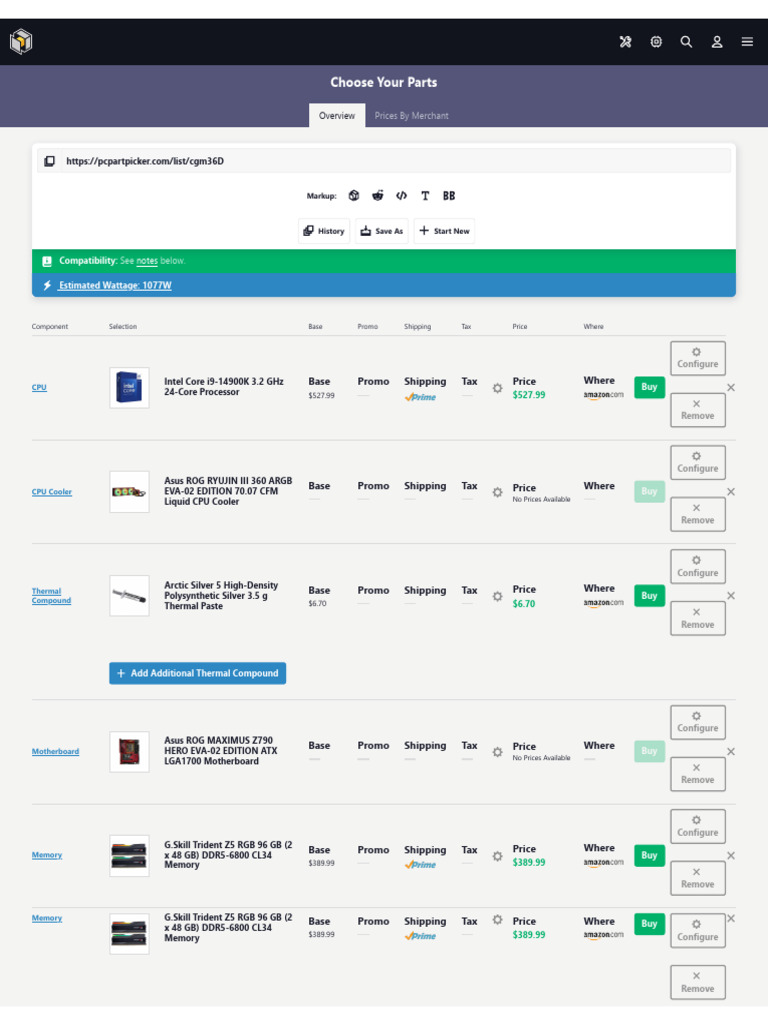 PCPartPicker EVA 02 Hyte | PDF