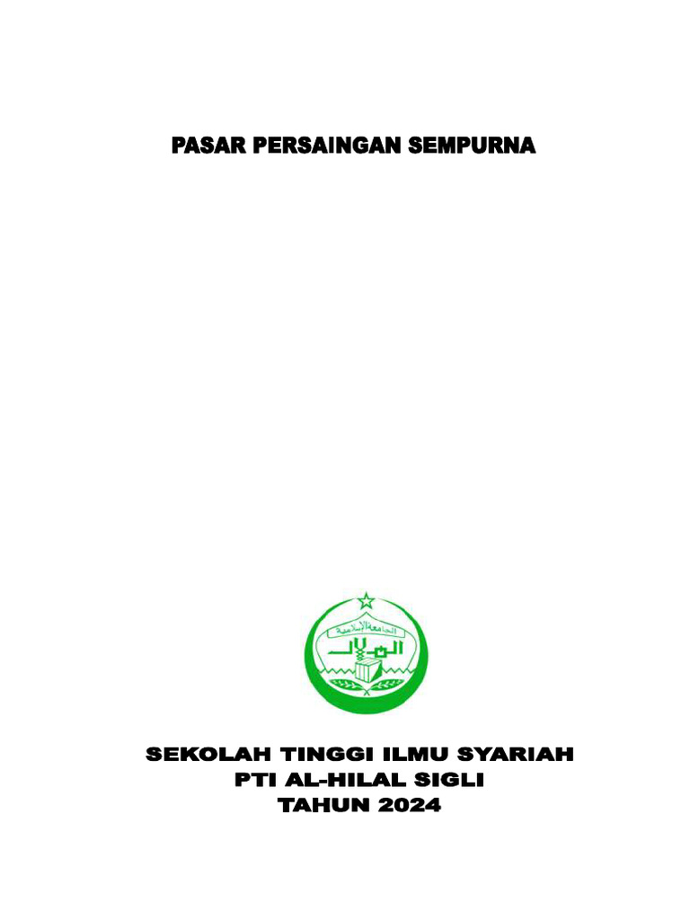 Pasar Persaingan Sempurna | PDF