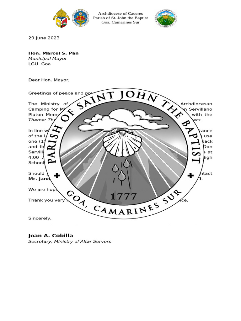 Letter of Req. | PDF | Travel | Cooking, Food & Wine