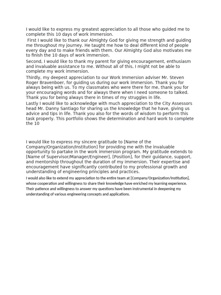 I Would Like To Express My Greatest Appreciation To All Those Who ...