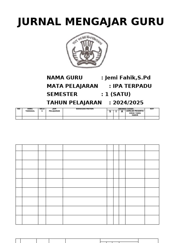 Jurnal Mengajar Guru Matpel Bing | PDF