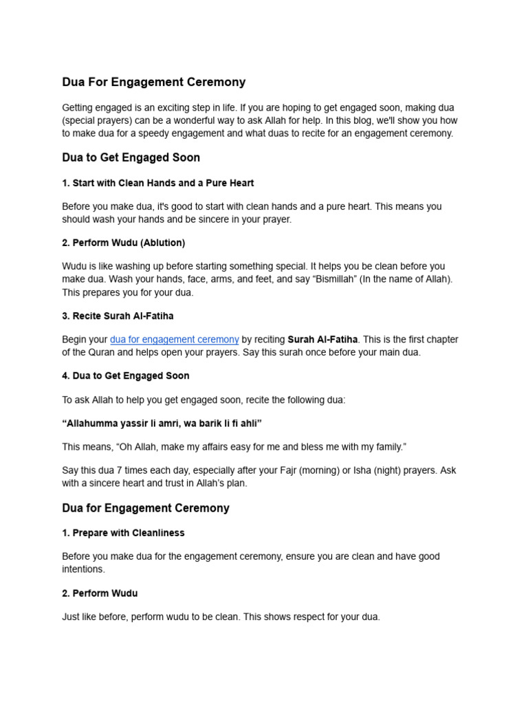 Dua For Engagement Ceremony | PDF