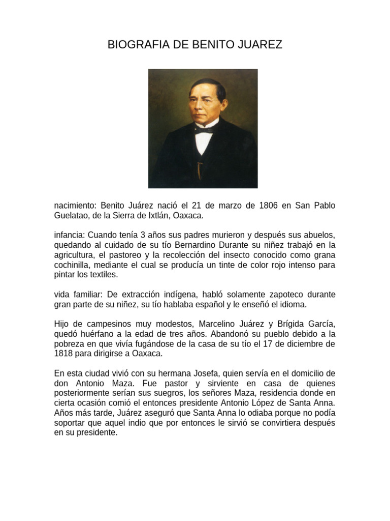 Biografia De Benito Juarez Pdf