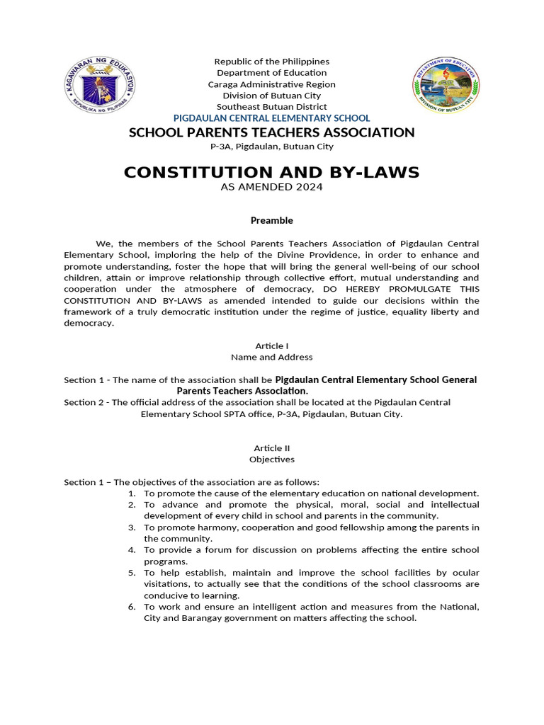 Constitution and by Laws Spta Pces 24 25 | PDF | Ratification | Business