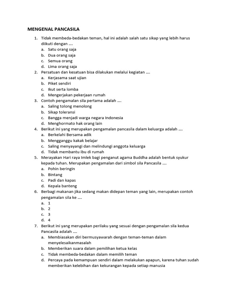 5 Rangkap MENGENAL PANCASILA | PDF