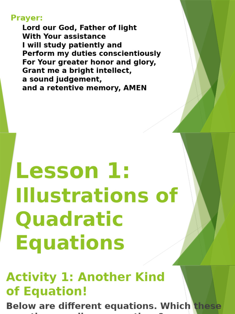 Illustrations of Quadratic Equations | PDF