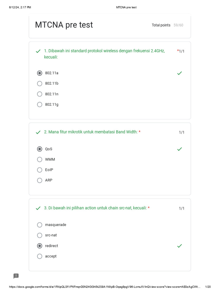 MTCNA Pre Test | PDF