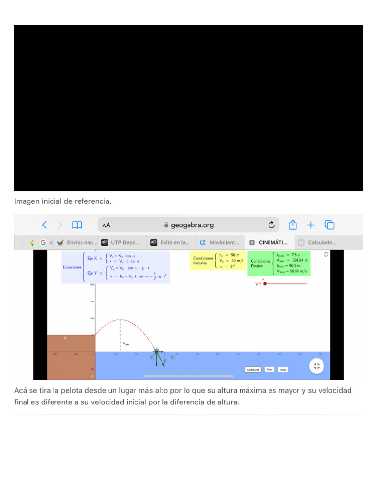 Práctica de Geogebra Movimiento Parabolico | PDF