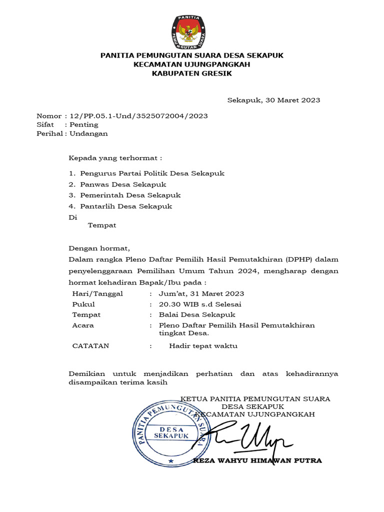 Undangan Pleno DPHP | PDF