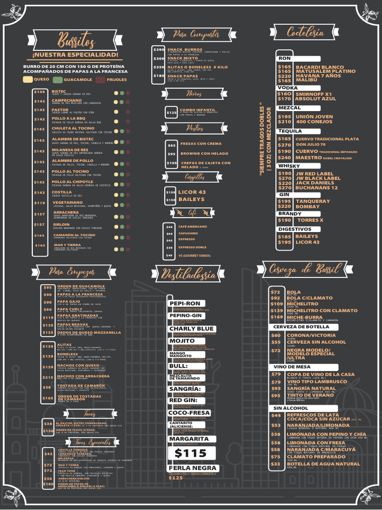 Menu MR Burro Santa Fe Vertical 40xz 60 | PDF