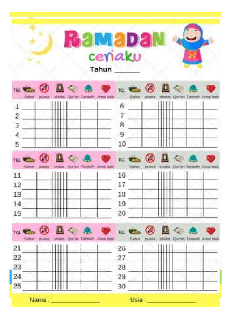 Checklist Ramadhan Balqis | PDF