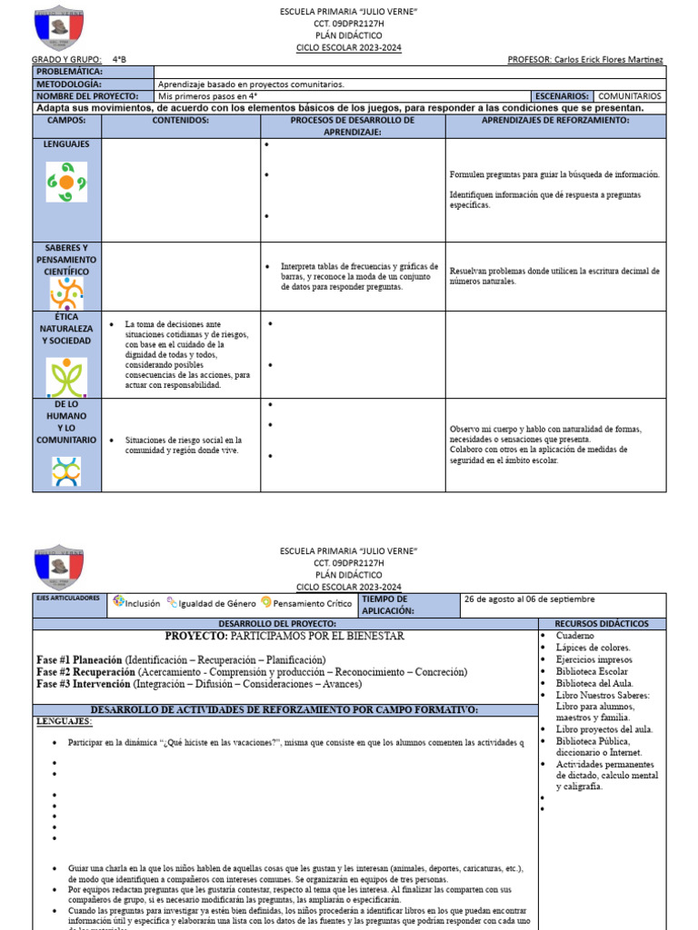 4° Planeacion Sem 1-2 | PDF