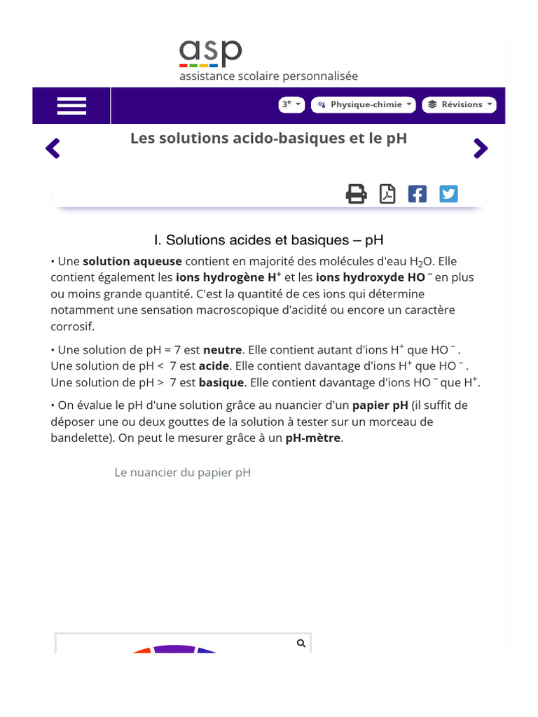 Les Solutions Acido-Basiques Et Le PH - Assistance Scolaire ...
