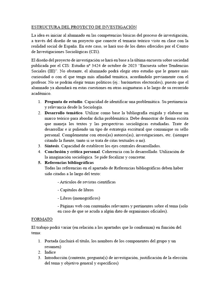 Estructura Del Proyecto de Investigación | PDF