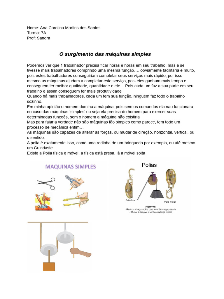 Atividade Maquinas Simples | PDF