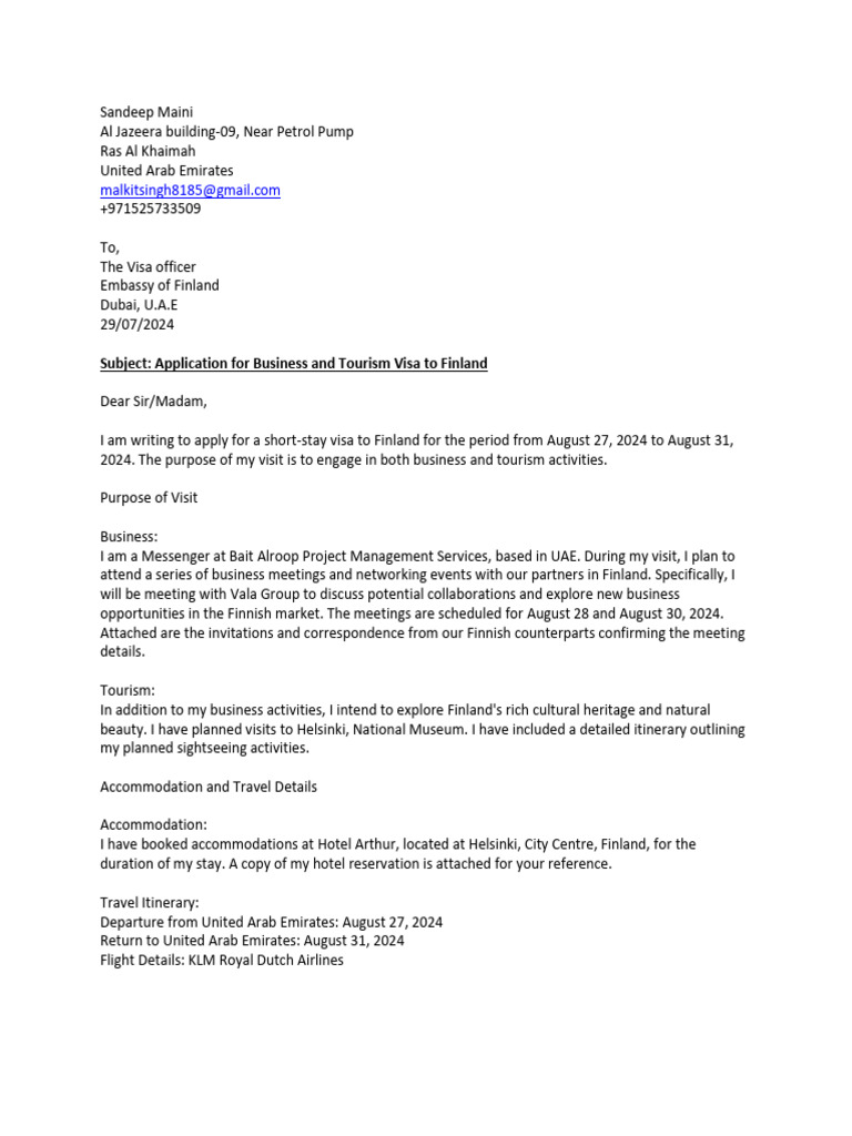 Finland Cover Letter | PDF