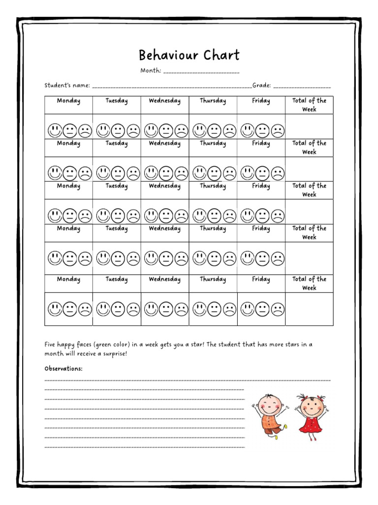 Behaviour Chart Per Student Per Month | PDF