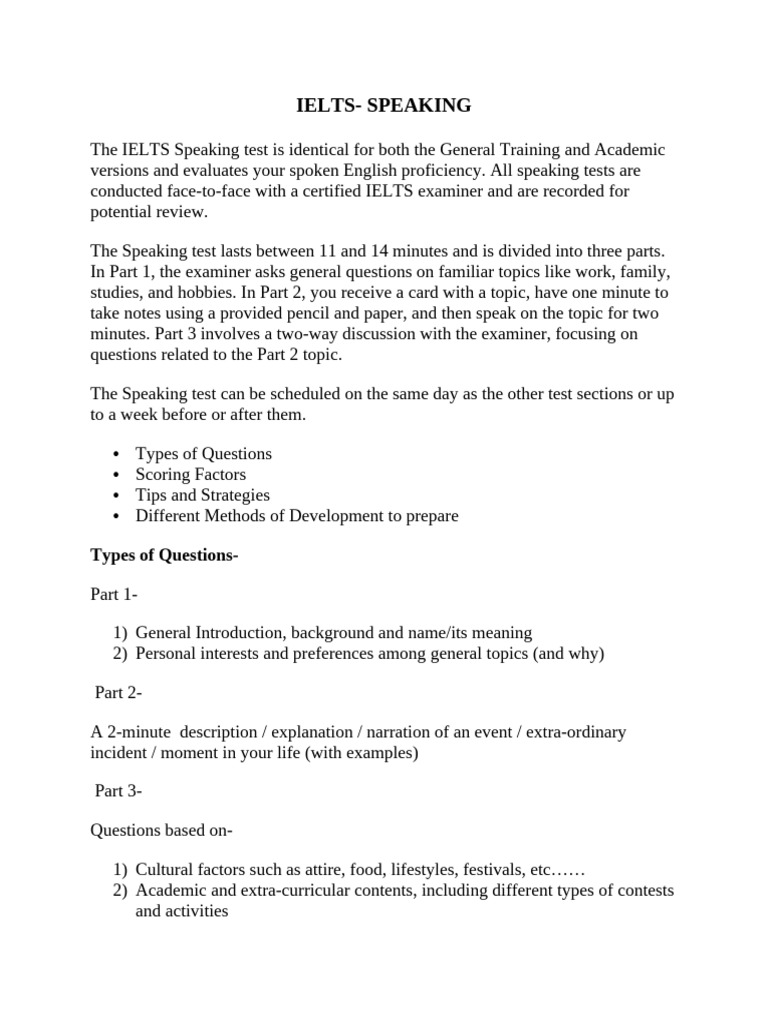 Ielts - Speaking | PDF