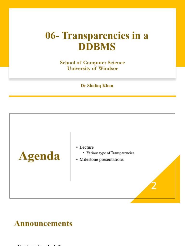 Lectures 06 Transparencies in A DDBMS | PDF