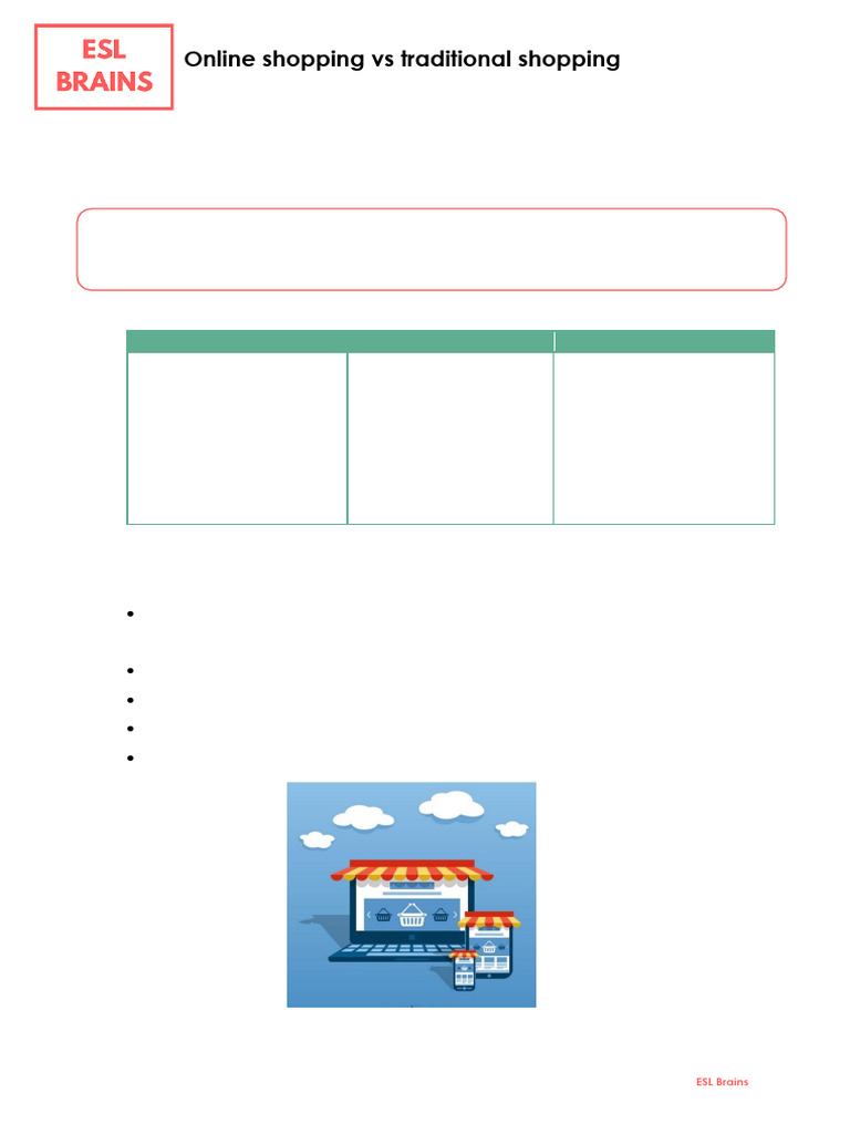 ESL-Brains-Online-shopping-vs-Traditional-shopping-SV-1984 (2) | PDF